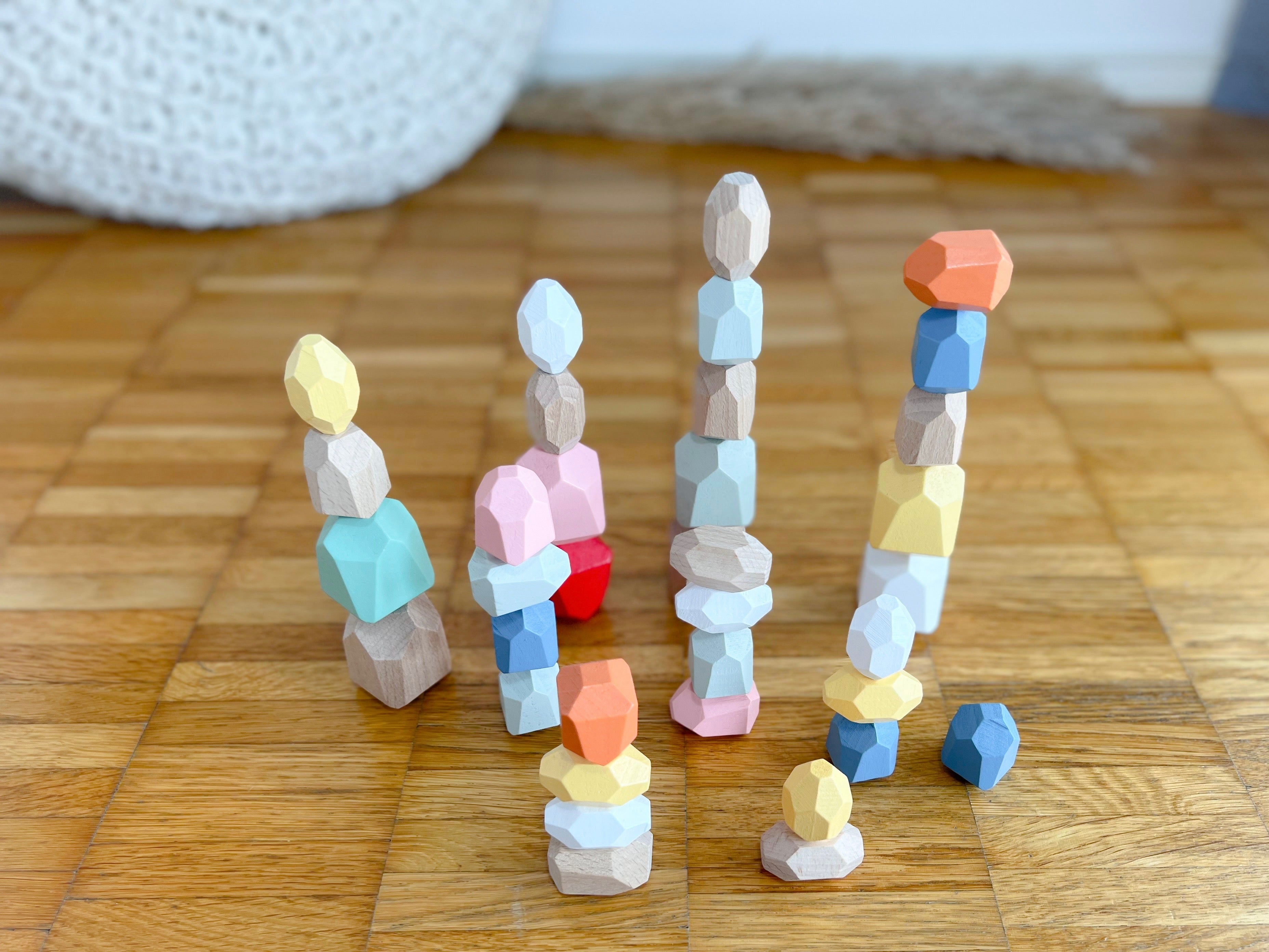 Polygonal wooden stacking blocks